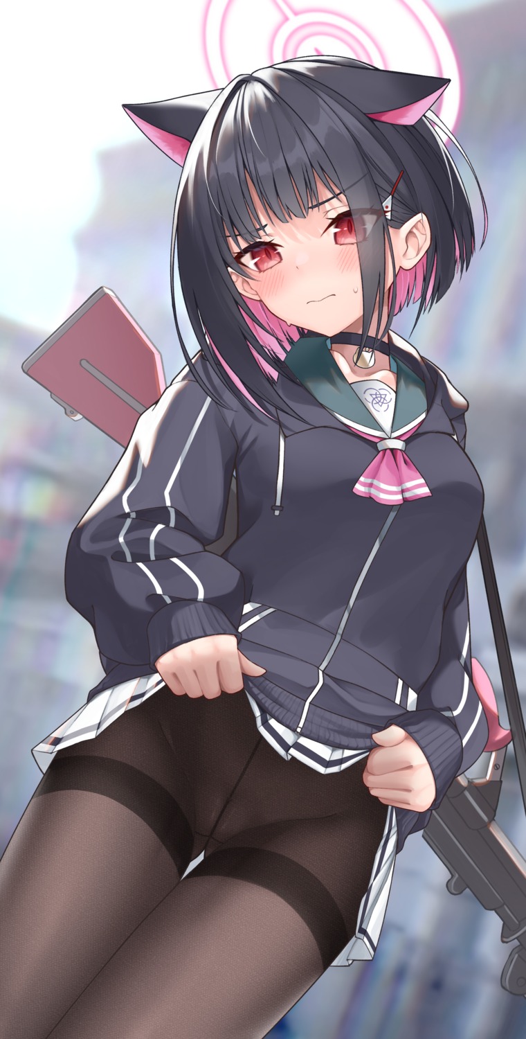 z.m. (school913102) blue archive kyouyama kazusa animal ears cameltoe gun halo nekomimi nopan ...